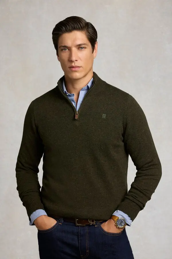 Holland Cooper Fine Quarter Zip Knit - Moss