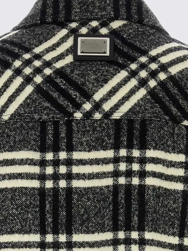 Dolce & Gabbana Check Wool Blend Shirt Jacket With Patch Pockets