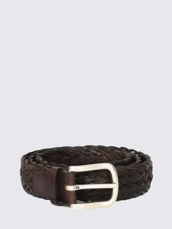 Orciani Woven Calfskin Leather Belt With Pin Buckle - Dark