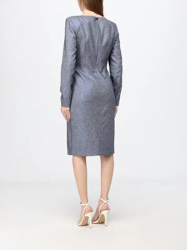 GENNY Draped Wool-blend Midi Sheath Ceremony Dress