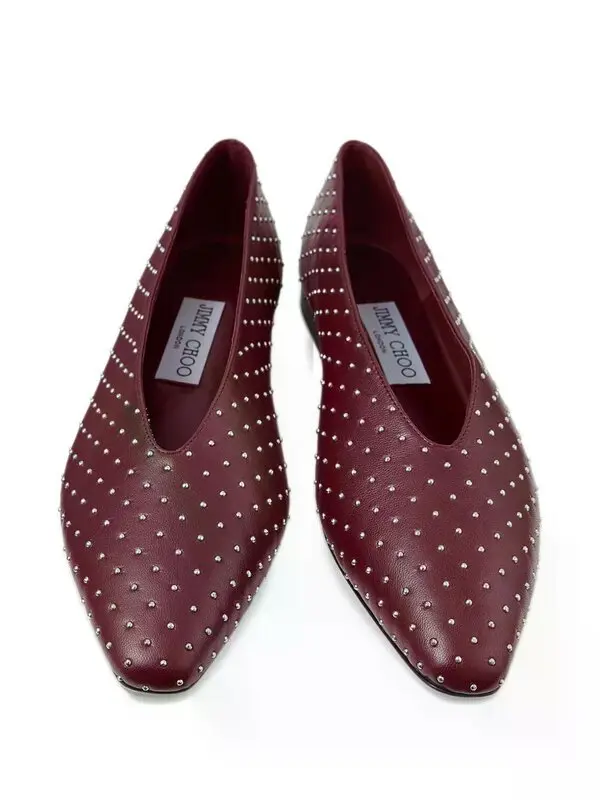 JIMMY CHOO Margot Stud-embellished Leather Ballet Flats