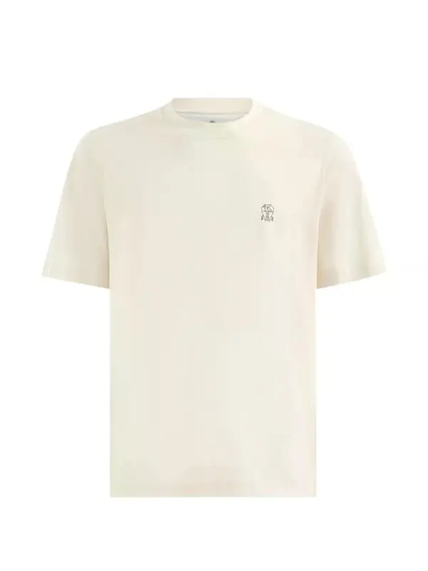 Brunello Cucinelli Cotton Jersey T-shirt With Logo - Neutrals