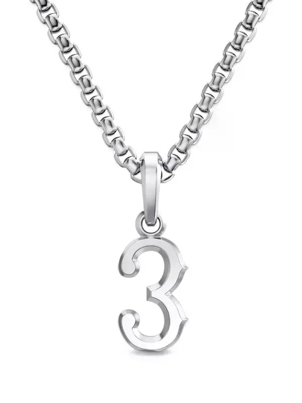 David Yurman Number Three Amulet Pendant - Silver