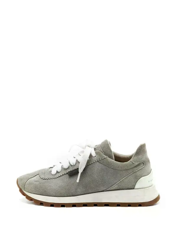 Brunello Cucinelli Monili-embellished Low-top Sneakers - Grey