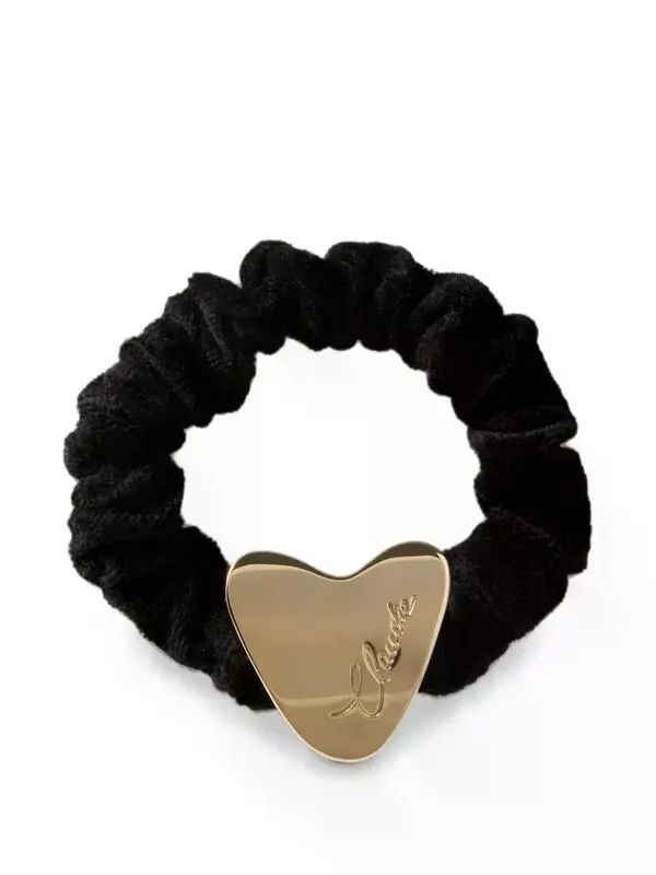 Claudie Pierlot Velvet Scrunchie With Gold Heart - Black