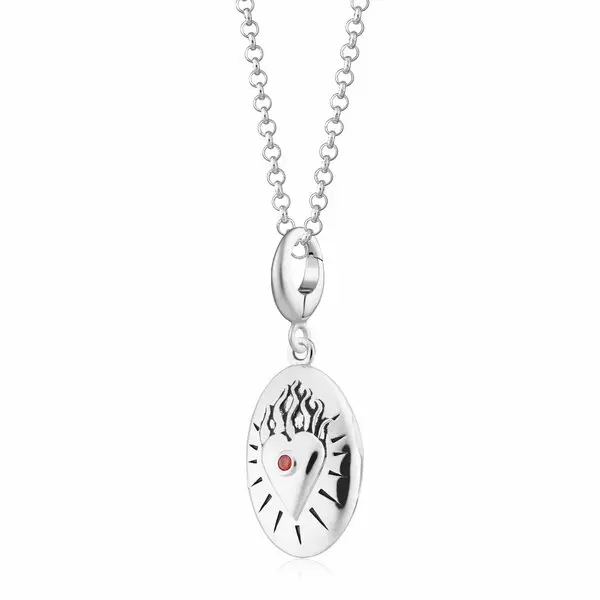 LILY CHARMED Flaming Heart Locket Necklace - Silver