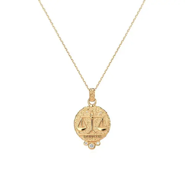 AARIA LONDON Libra Zodiac Necklace With Diamonds - Silver