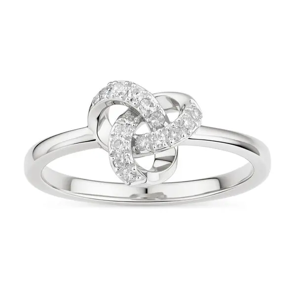 KYLIE HARPER Diamond Love Knot Ring In Sterling 1/6 Tdw