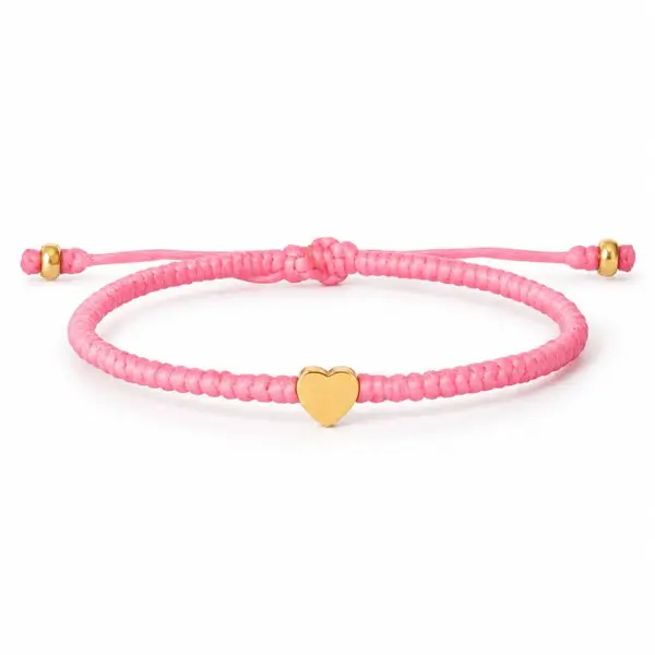 HARBOUR UK Valentino ’s Gold Vermeil Heart Rope Bracelet Light - Pink