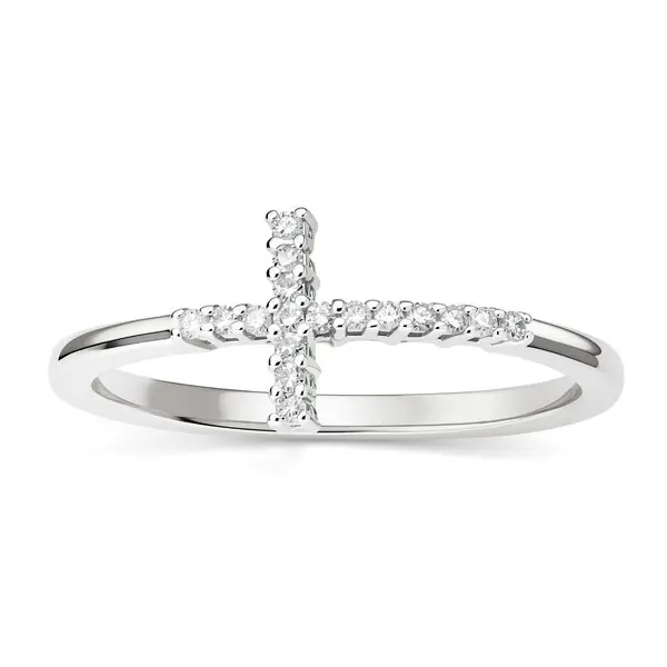 KYLIE HARPER Petite Diamond Cross Ring In Sterling