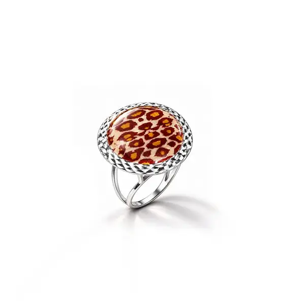 GOLD & HONEY Neutrals Leopard Animal Print Ring - Silver