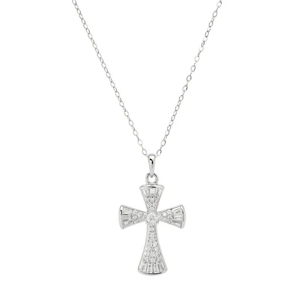 KYLIE HARPER Vintage Diamond Cz Cross Pendant In Sterling