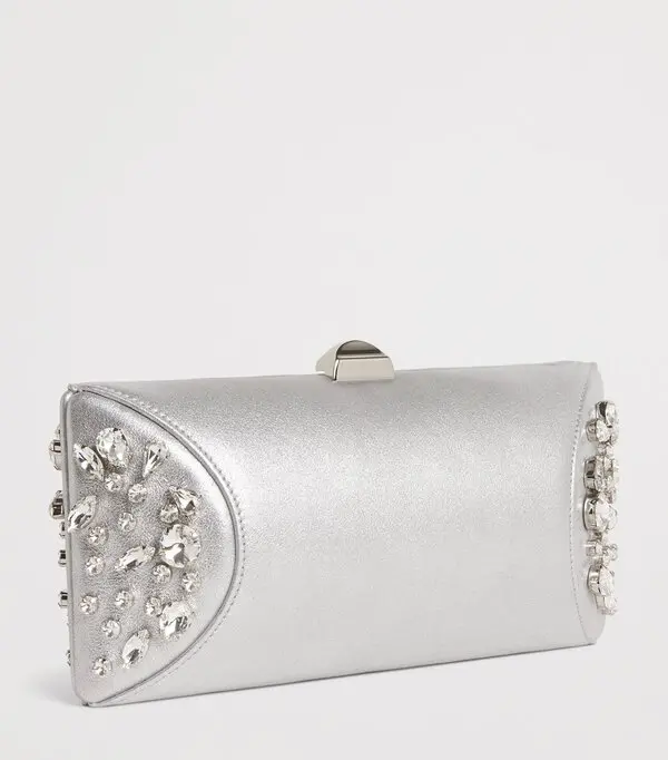 Rodo Metallic Leather Embellished Tube Clutch Bag