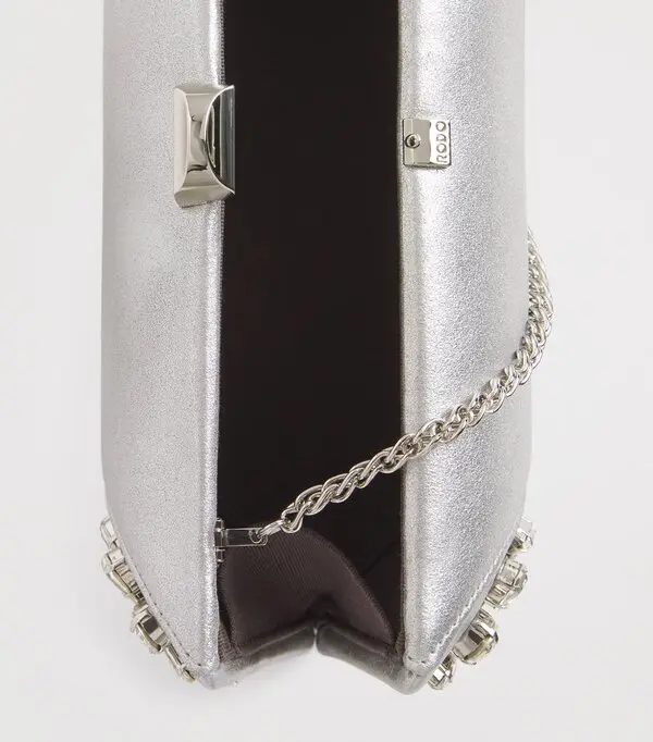 Rodo Metallic Leather Embellished Tube Clutch Bag