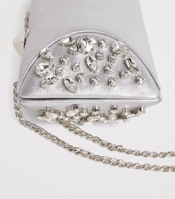 Rodo Metallic Leather Embellished Tube Clutch Bag