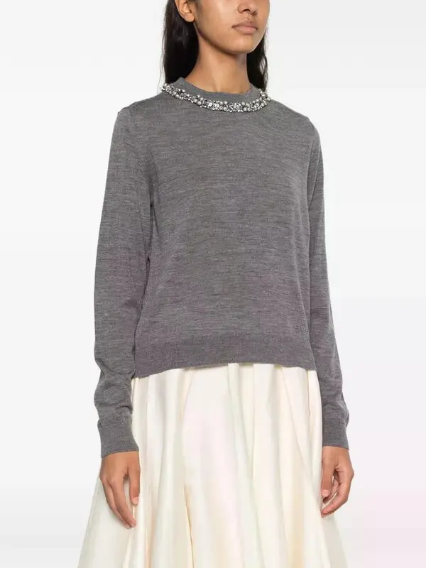 N°21 Crystal-embellished Crew-neck Sweater