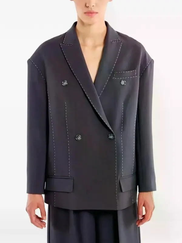 VICOLO Milano Contrast-stitch Double-breasted Blazer - Grey