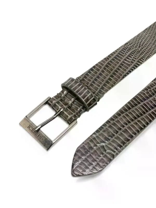 Iceberg Crocodile-effect Leather Belt