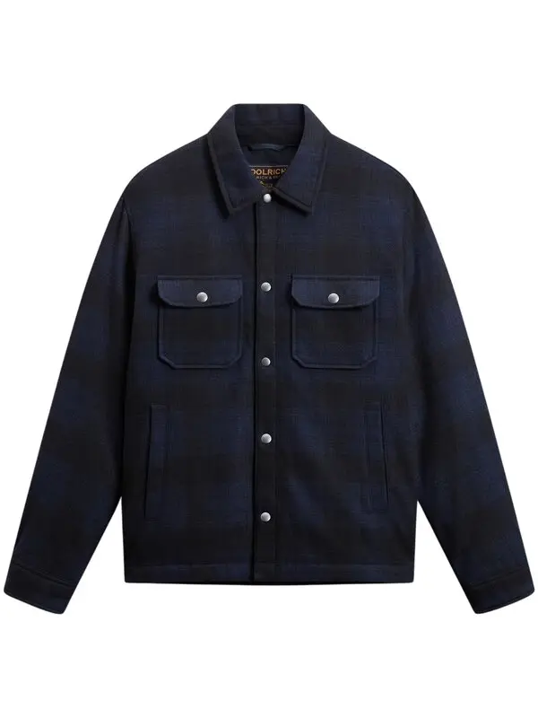 Woolrich Padded Alaskan Check Overshirt In Recycled Italian Wool Blend