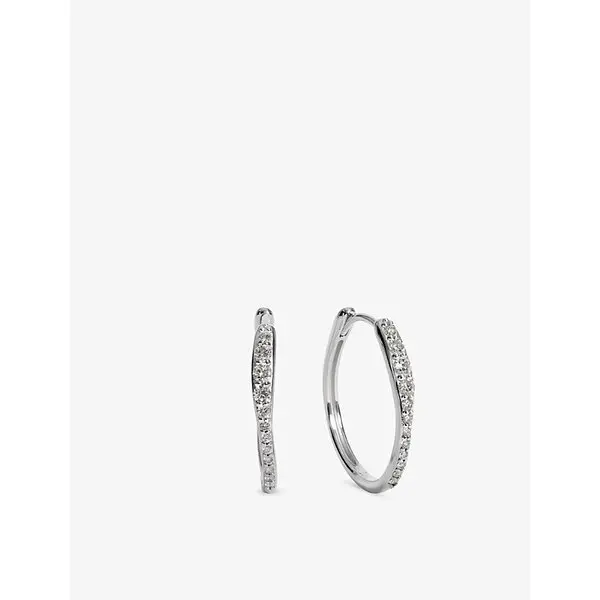 Monica Vinader Riva Pavé Diamond Medium Sterling- And 0.35ct Lab Grown Diamond Hoop Earrings - Silver