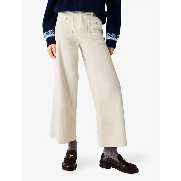 Maje Wide-leg High-rise Corduroy Trousers