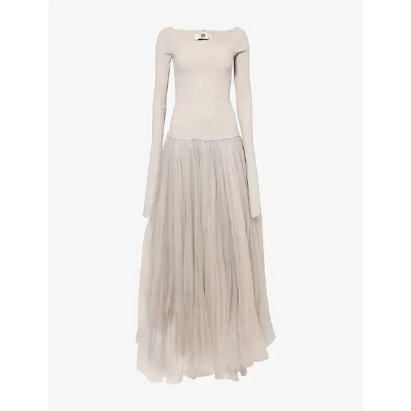 MARC LEBIHAN Textured Silk-blend Maxi Dress