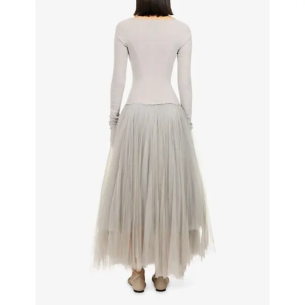 MARC LEBIHAN Textured Silk-blend Maxi Dress