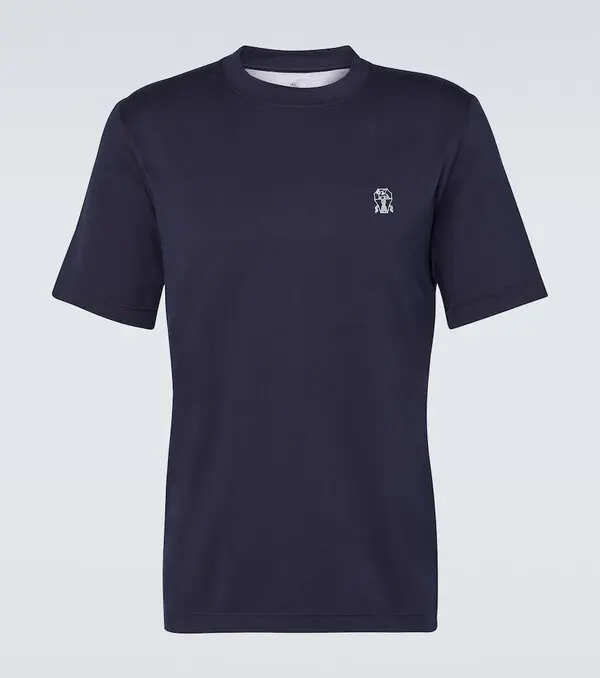 Brunello Cucinelli Printed Cotton T-shirt - Blue