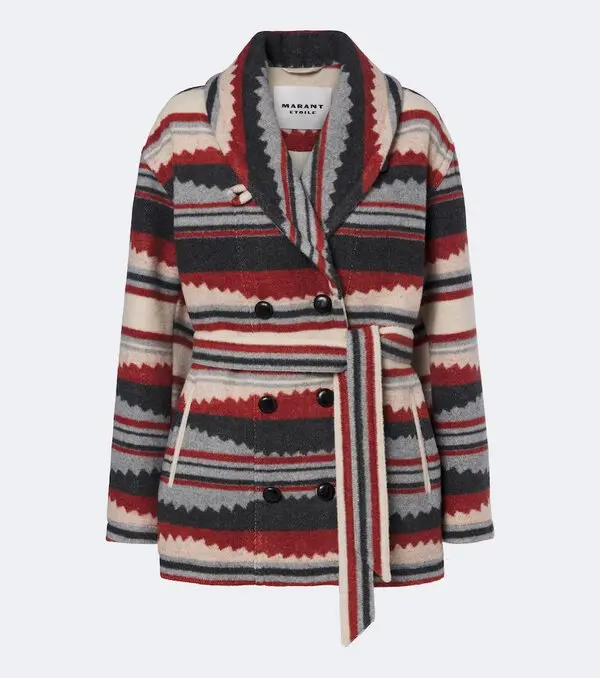 MARANT ETOILE Evoda Striped Belted Coat