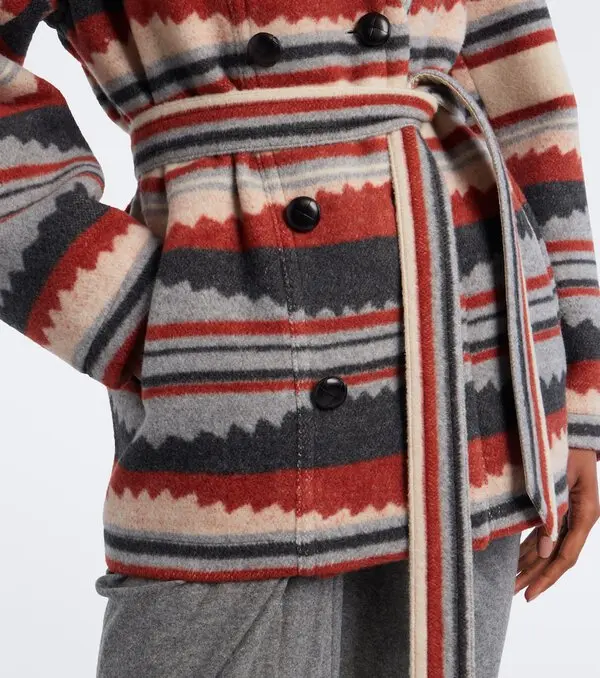 MARANT ETOILE Evoda Striped Belted Coat