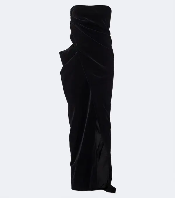 Khaite Marou Cutout Cotton Velvet Bustier Gown
