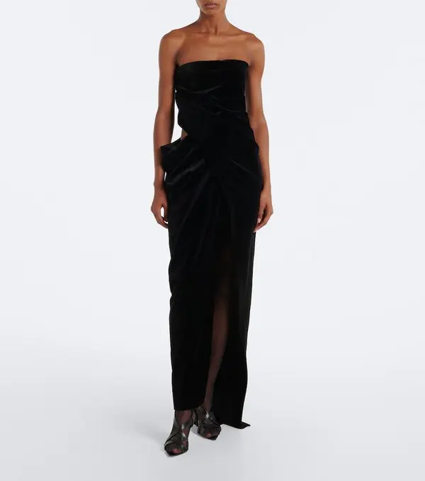Khaite Marou Cutout Cotton Velvet Bustier Gown