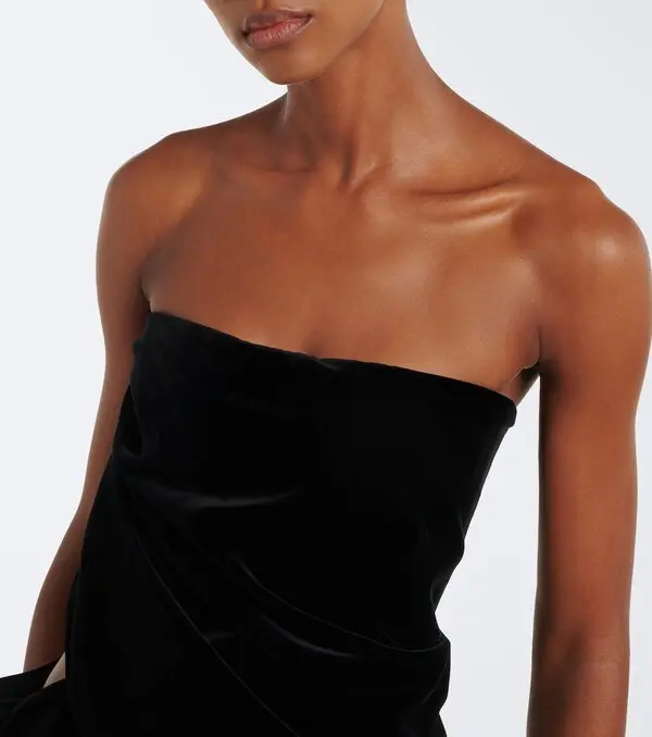 Khaite Marou Cutout Cotton Velvet Bustier Gown