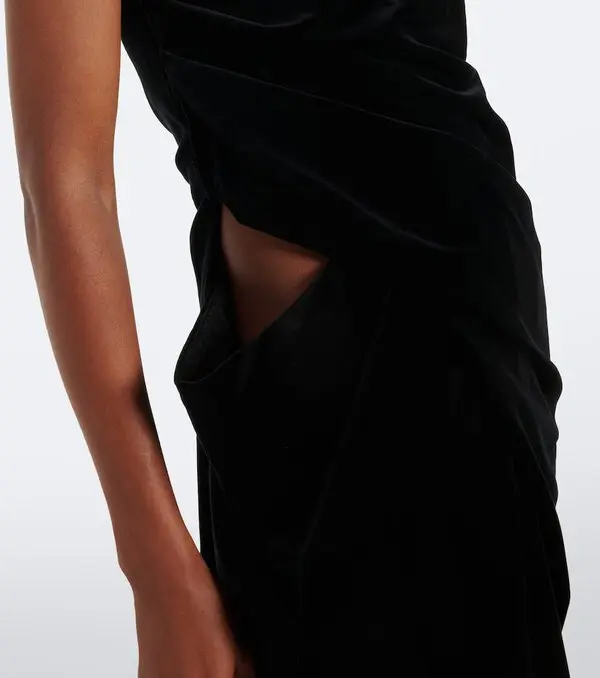 Khaite Marou Cutout Cotton Velvet Bustier Gown