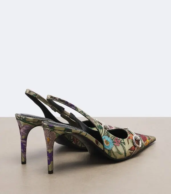 Gucci Donna Glam Flora Slingback Pumps
