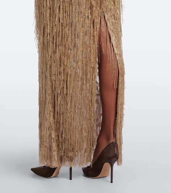 MARMAR HALIM Embellished Fringed Bustier Gown