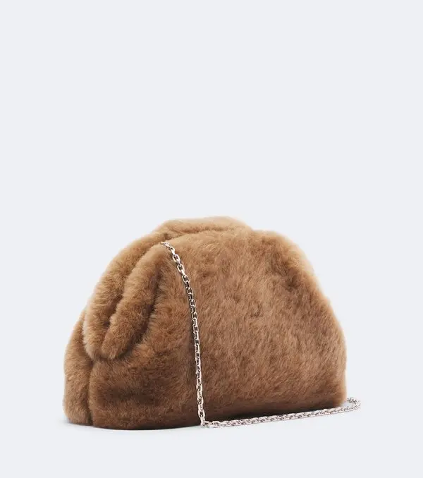 Amina Muaddi Camelia Embellished Shearling Clutch