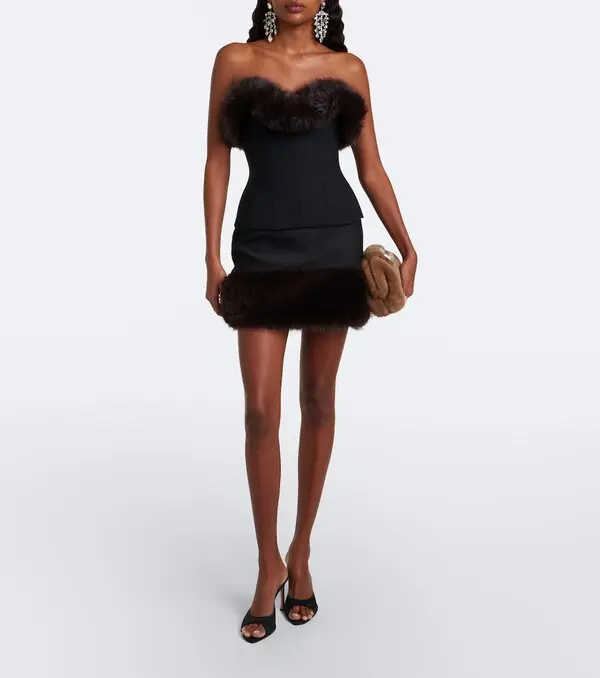 Amina Muaddi Camelia Embellished Shearling Clutch