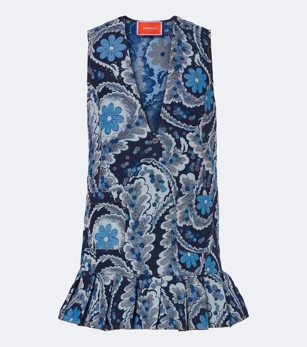 La DoubleJ Root Beer Floral Jacquard Minidress