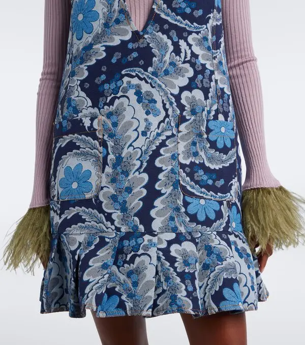La DoubleJ Root Beer Floral Jacquard Minidress