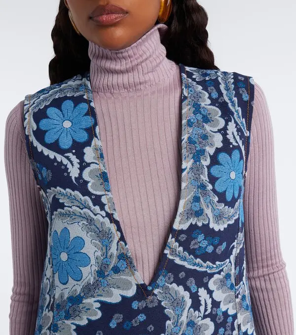 La DoubleJ Root Beer Floral Jacquard Minidress