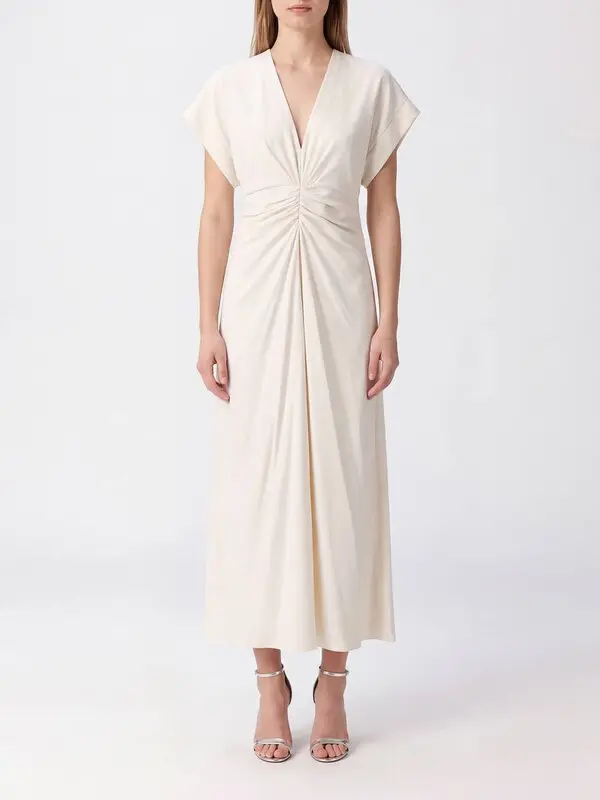 Alberta Ferretti Draped V-neck Midi Tunic In Viscose