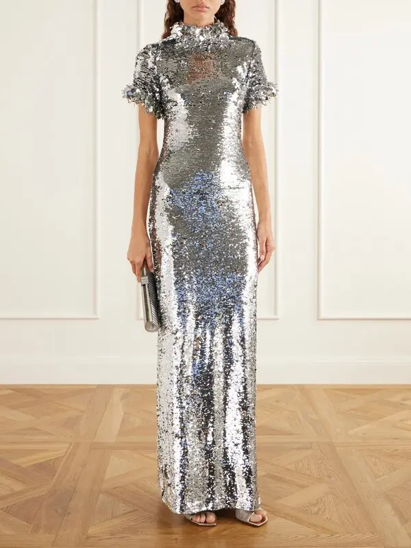 Brandon Maxwell Bex Sequin-embellished Charmeuse Gown