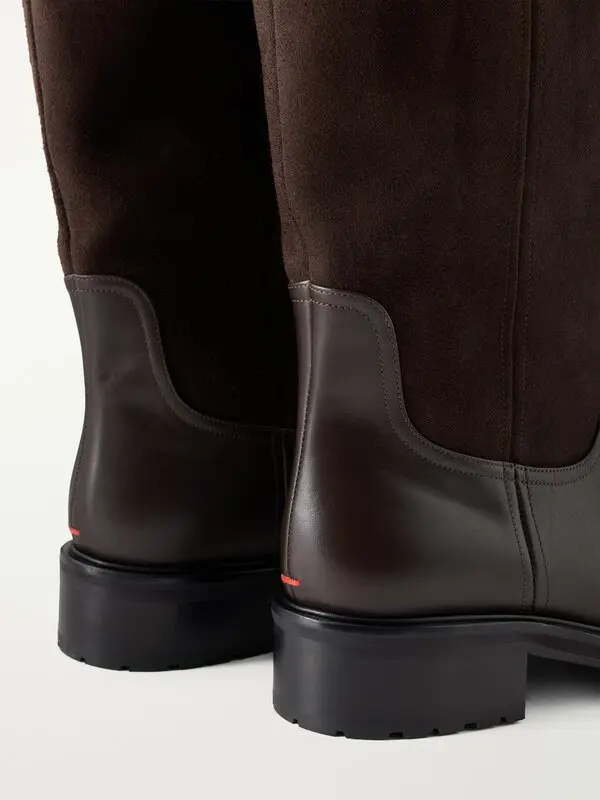 AeydĒ Theo 15 Shearling-trimmed Suede And Leather Knee Boots - Brown