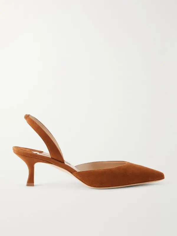 Manolo Blahnik Carolyne 50 Suede Slingback Pumps