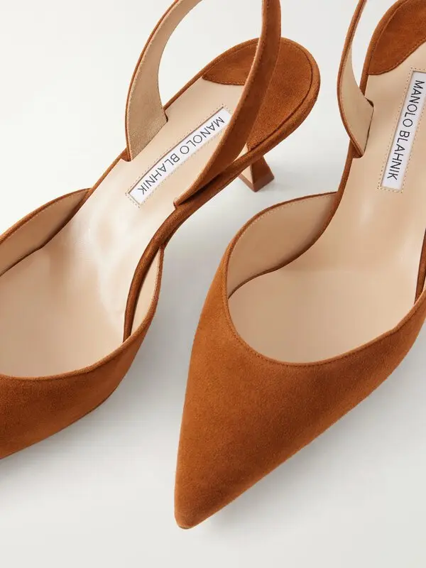 Manolo Blahnik Carolyne 50 Suede Slingback Pumps