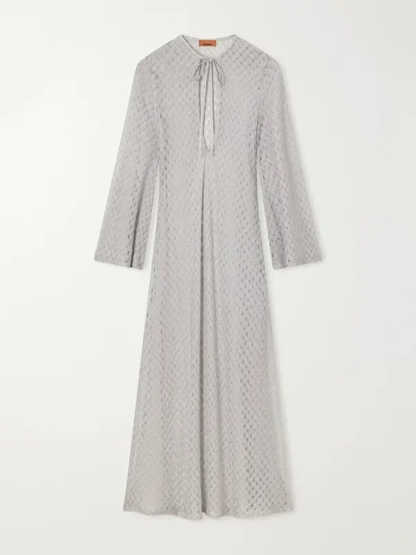 Missoni Mettalic Knot-detail Crochet-knit Cover-up - Silver