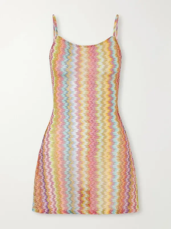 Missoni Open-back Striped Crochet-knit Mini Dress - Multi