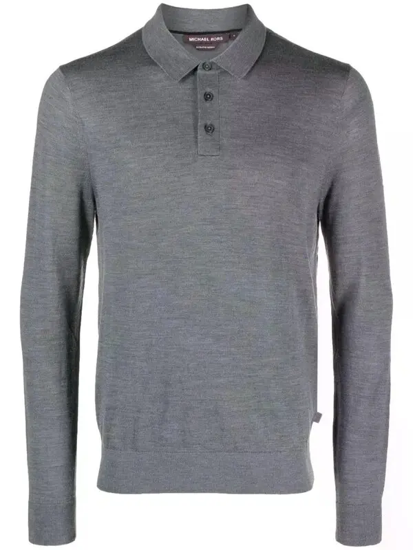 Michael Kors Long-sleeve Merino Wool Polo Shirt