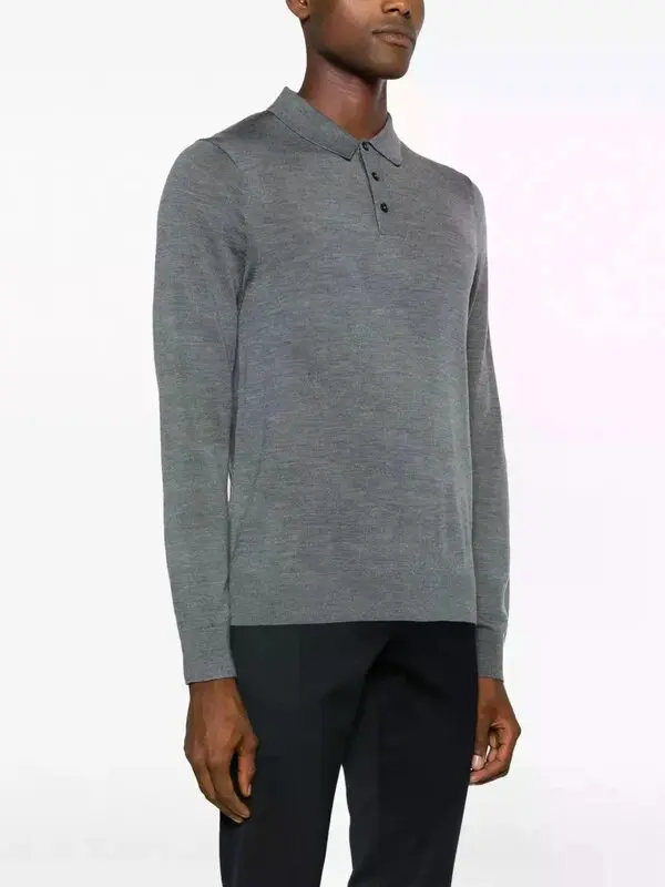 Michael Kors Long-sleeve Merino Wool Polo Shirt
